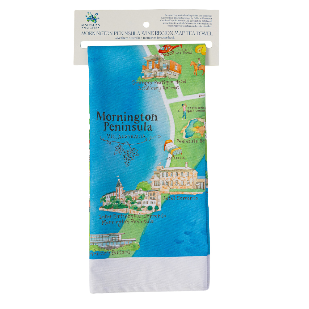 Tea Towel Mornington Peninsula Wine Region Map Gift - Australian Map Gifts